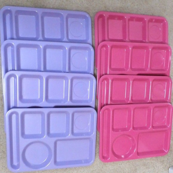 Dining | Set Of 8 Lunch Trays 5 Compartments Plus Silverware Slot 4 ...